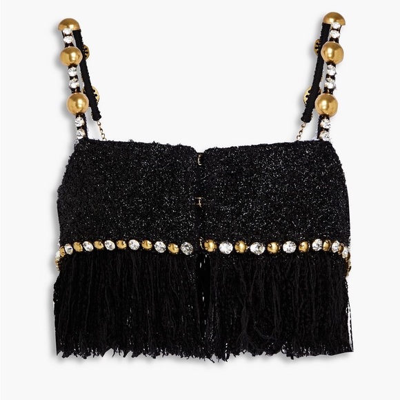 AREA | Tops | Area Cropped Embellished Cottonblend Tinsel Top | Poshmark